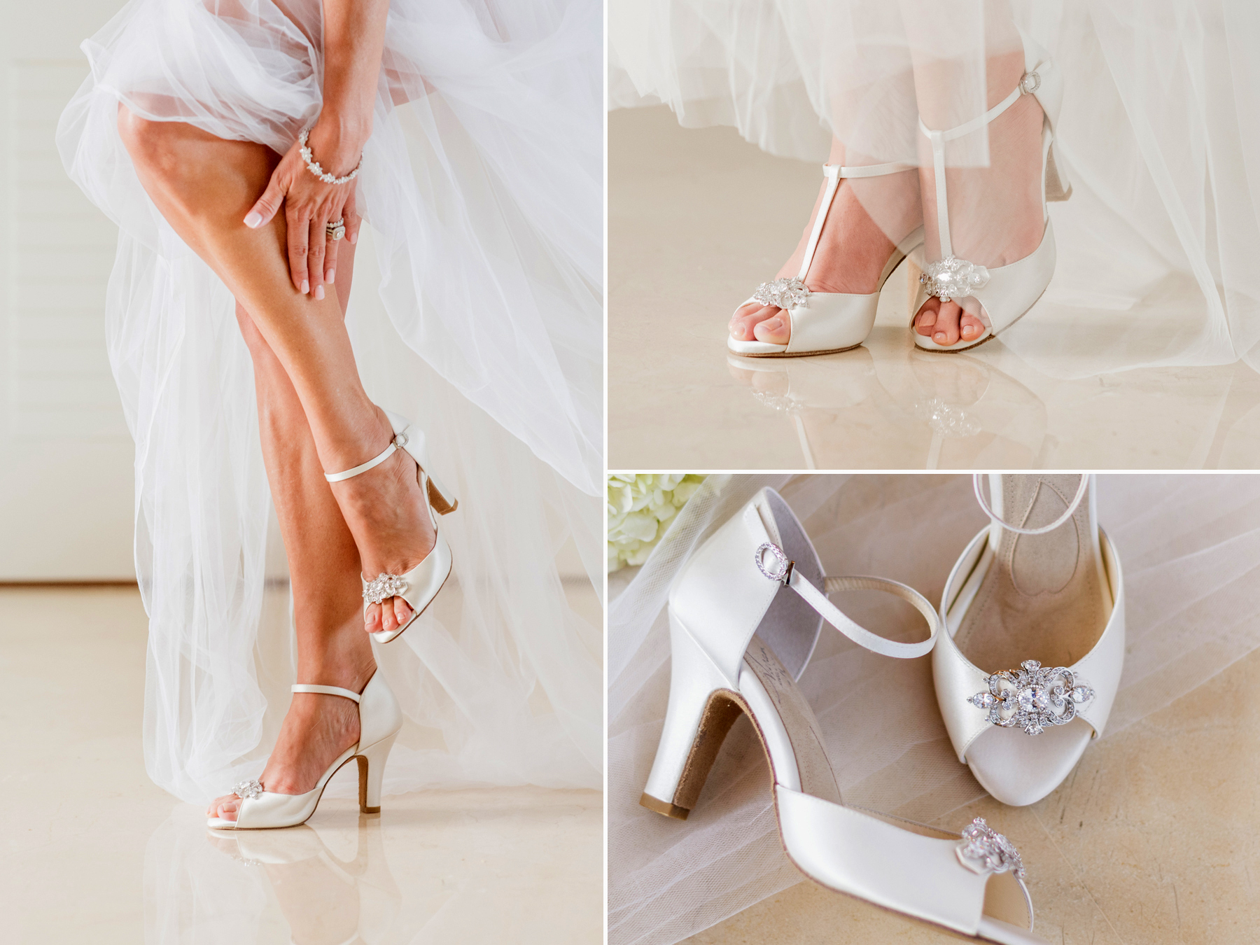 Designer shoes for bridal,evening,and formal attire; select styles dyeable.