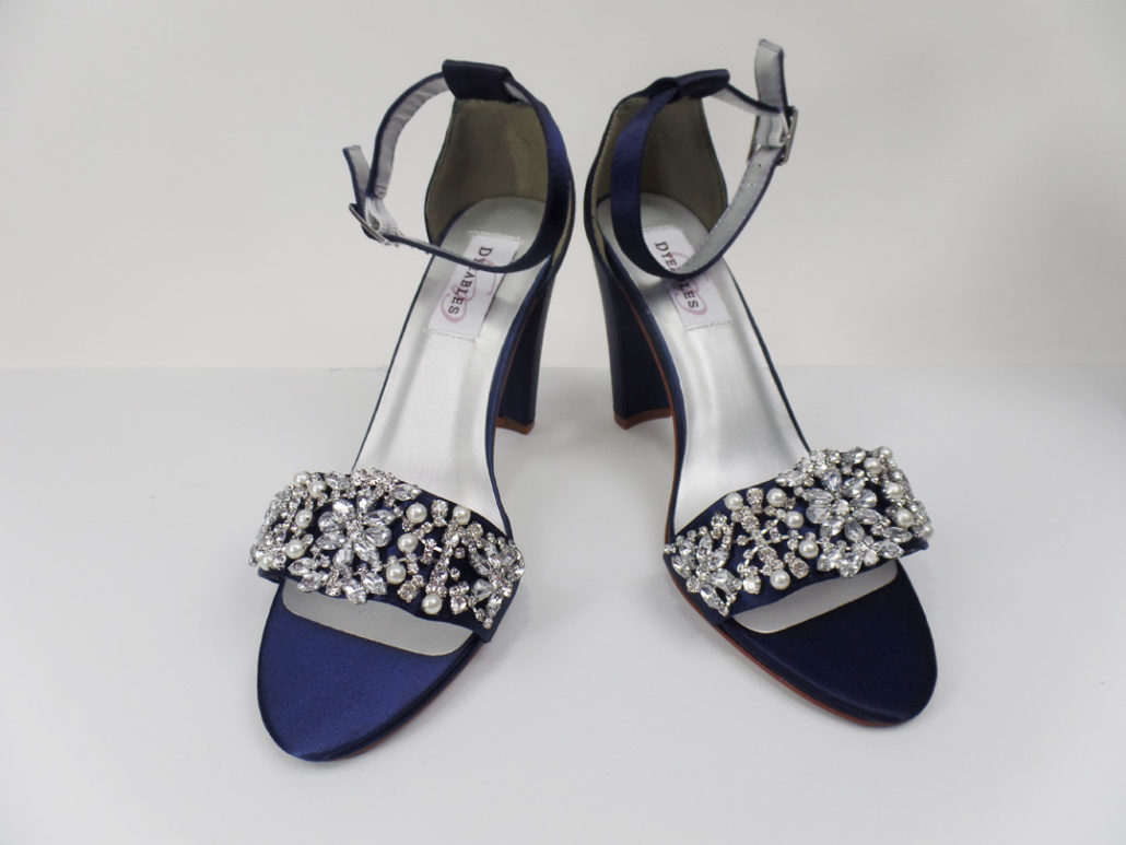 DYEABLES FELICITY WHITE SATIN 3 1/4" BLOCK HEEL - Dyeable Shoe Store